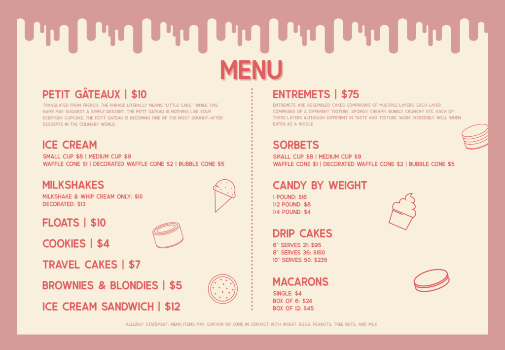 Menu – DAMN GOOD SWEETS